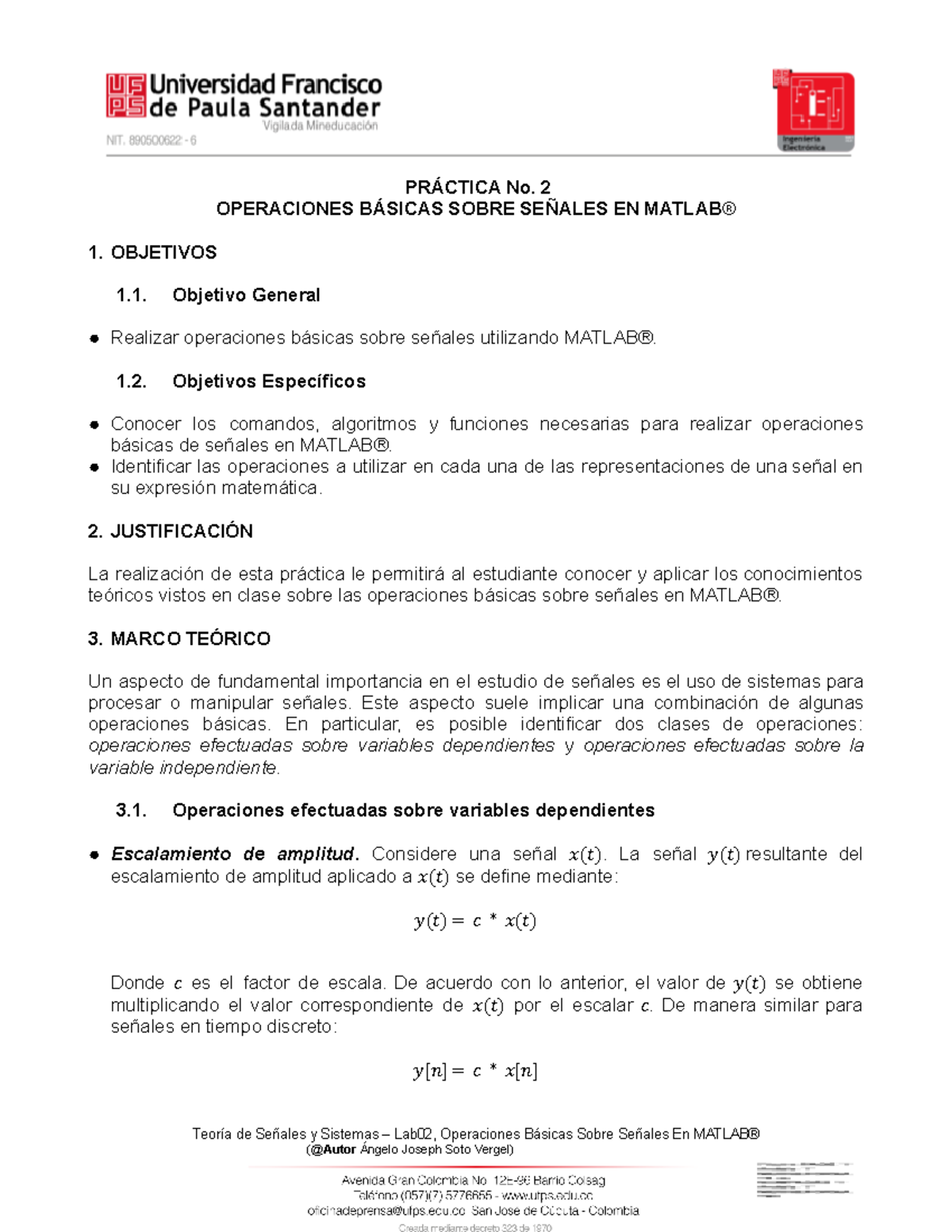 02. TSS, Lab02 - Operaciones Básicas Sobre Señales En Matlab - PRÁCTICA No. 2 OPERACIONES ...