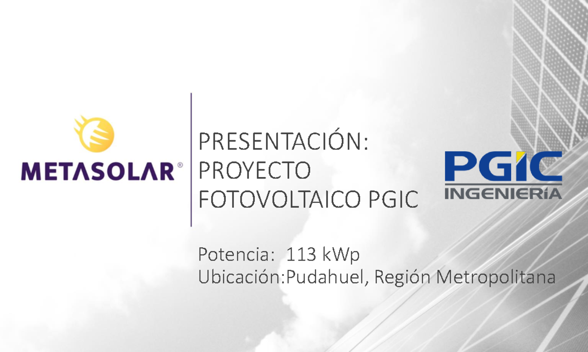 Presentación Proyecto Fotovoltaico - PGIC Ejemplo - PRESENTACIÓN ...