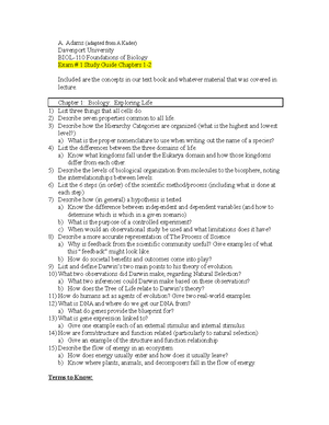 Exam 4 Study Guide - BIOL-110 Exam #4 Study Guide Chapters 7-9 ...