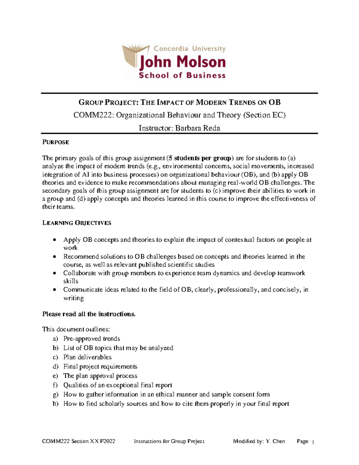 COMM222 Group Assignment F2022 Barbara Reda - GROUP PROJECT: THE IMPACT ...