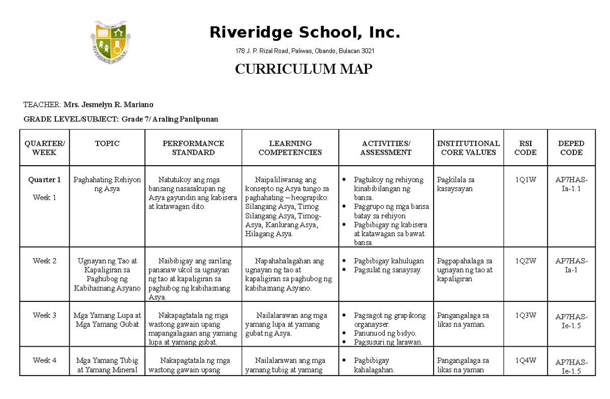 Final CMAP - Araling Panlipunan 7 - 178 J. P. Rizal Road, Paliwas, Obando, Bulacan 3021 ...