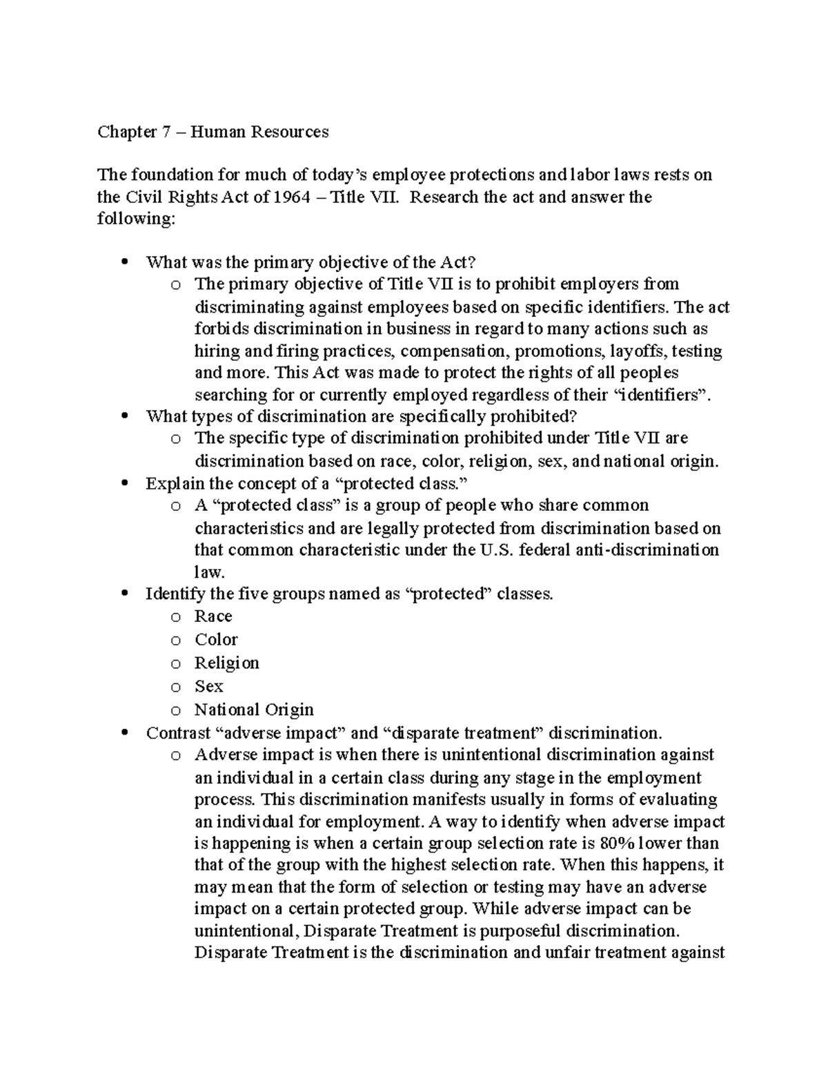 Human Resources Assignment (Chapter 7) - Chapter 7 Human Resources The ...