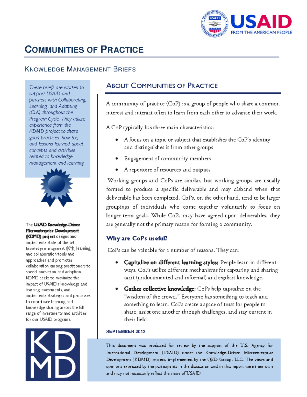 Ppl guidance docs cops final - COMMUNITIES OF PRACTICE KNOW LEDGE ...