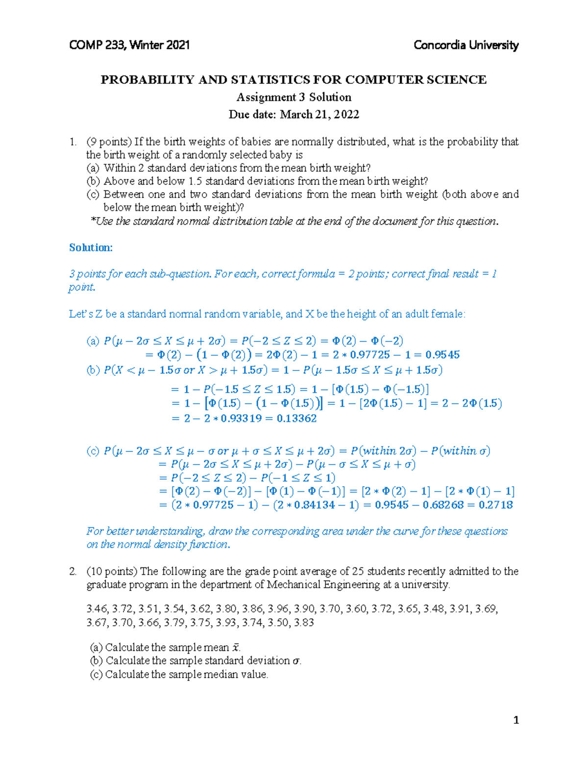 Comp 233 Winter 2022 Assignment 3 with solution - COMP 233 - Concordia - Studocu