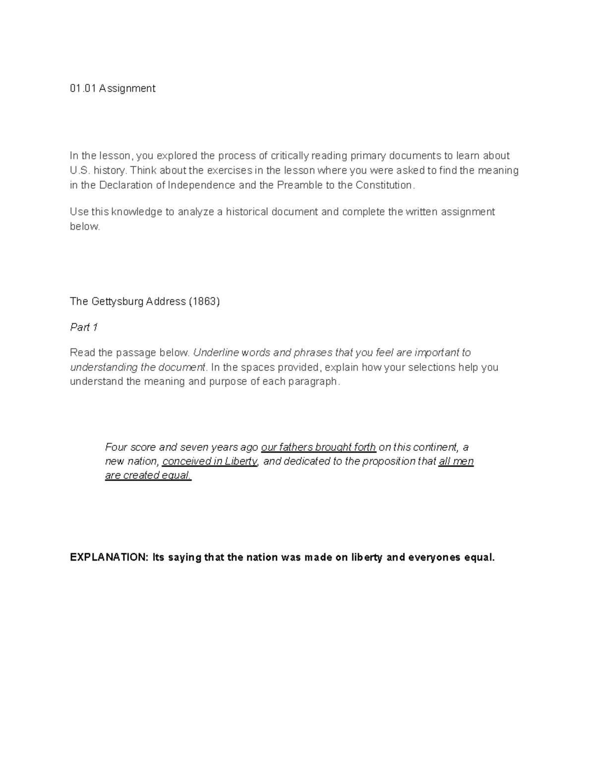 01.03 analizing - 01 Assignment In the lesson, you explored the process of critically reading ...