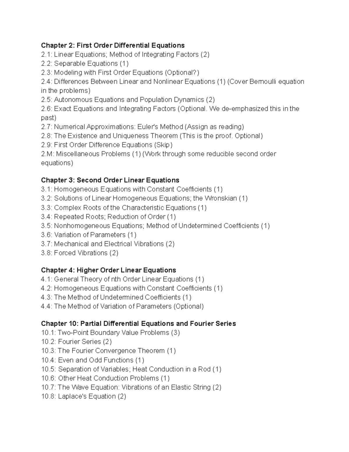 MATH 285 - course and final review syllabus - Chapter 2: First Order ...