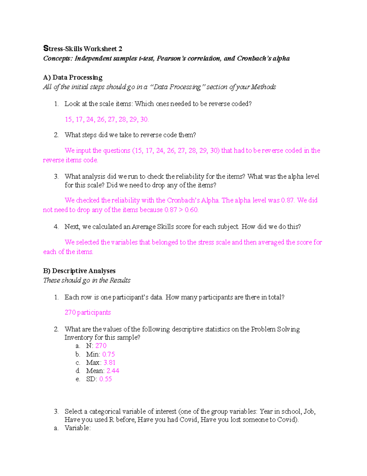 Stress-Skills Worksheet 2 - What steps did we take to reverse code them ...