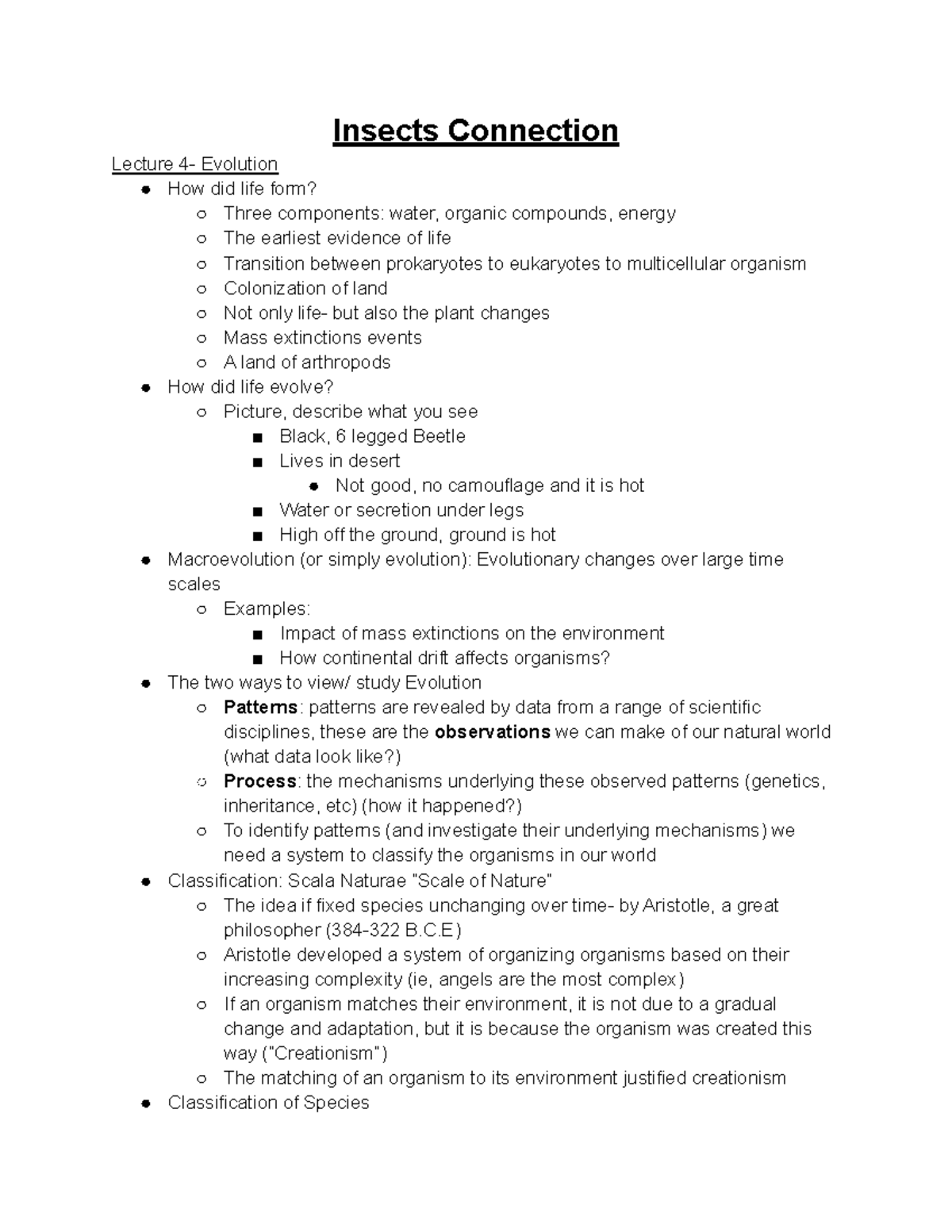 ENT 202 Lecture Notes #4 - Insects Connection Lecture 4- Evolution How ...