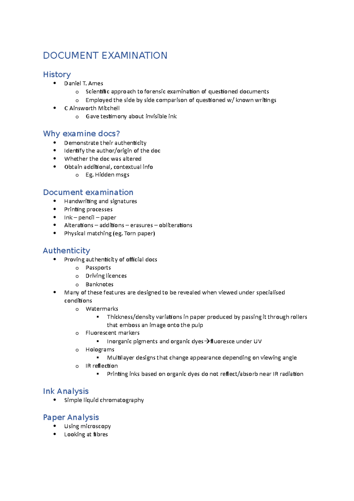 9. LECT 8 - Document Examination - DOCUMENT EXAMINATION History Daniel ...