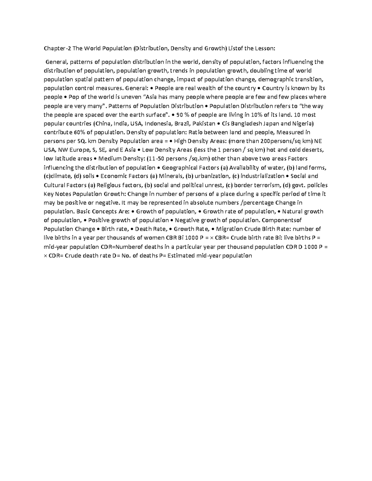 The World Population (Distribution, Density and Growth) Listof the ...