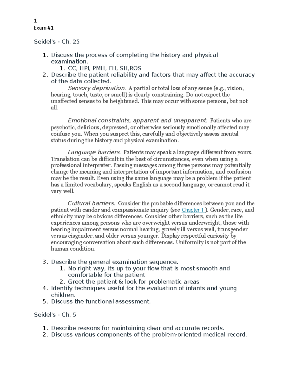 EXAM1614 Exam Guide From Exam 1 Exam Seidel s Ch 25 Discuss exam1614-exam-guide-from-exam-1-exam-seidel-s-ch-25-discuss