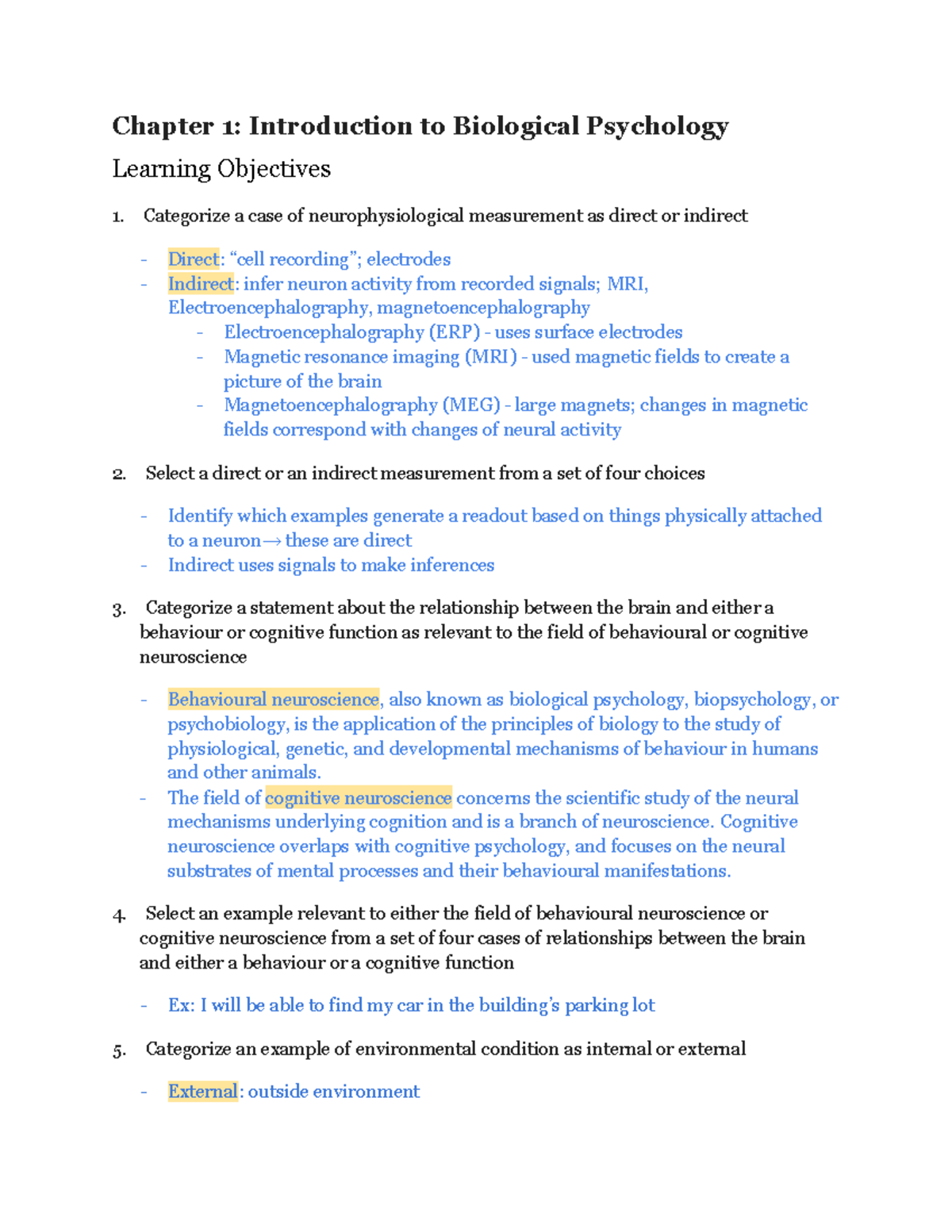 Psyc 2220B - Midterm 1 Learning Objectives - Chapter 1: Introduction to ...