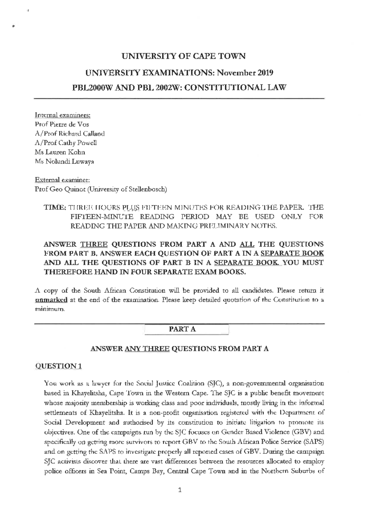 2019 November exam paper - PBL2000W - UCT - Studocu