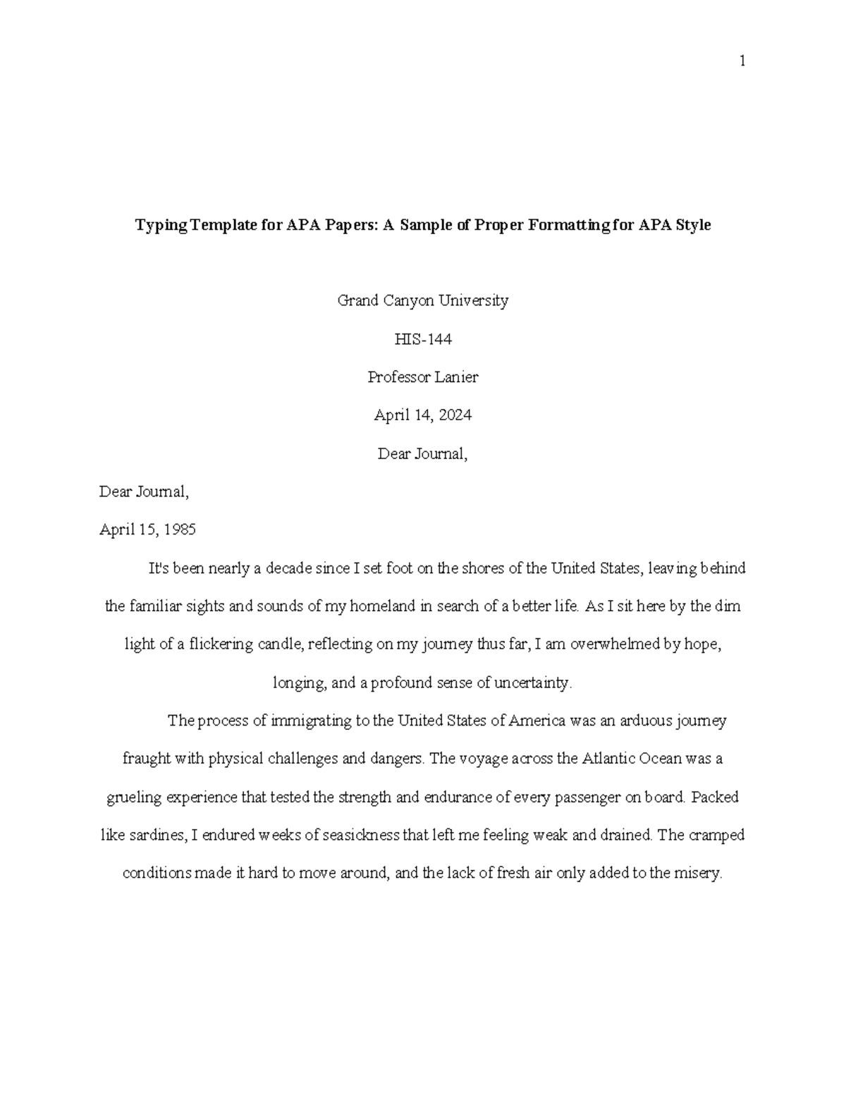 Journal - Typing Template for APA Papers: A Sample of Proper Formatting ...