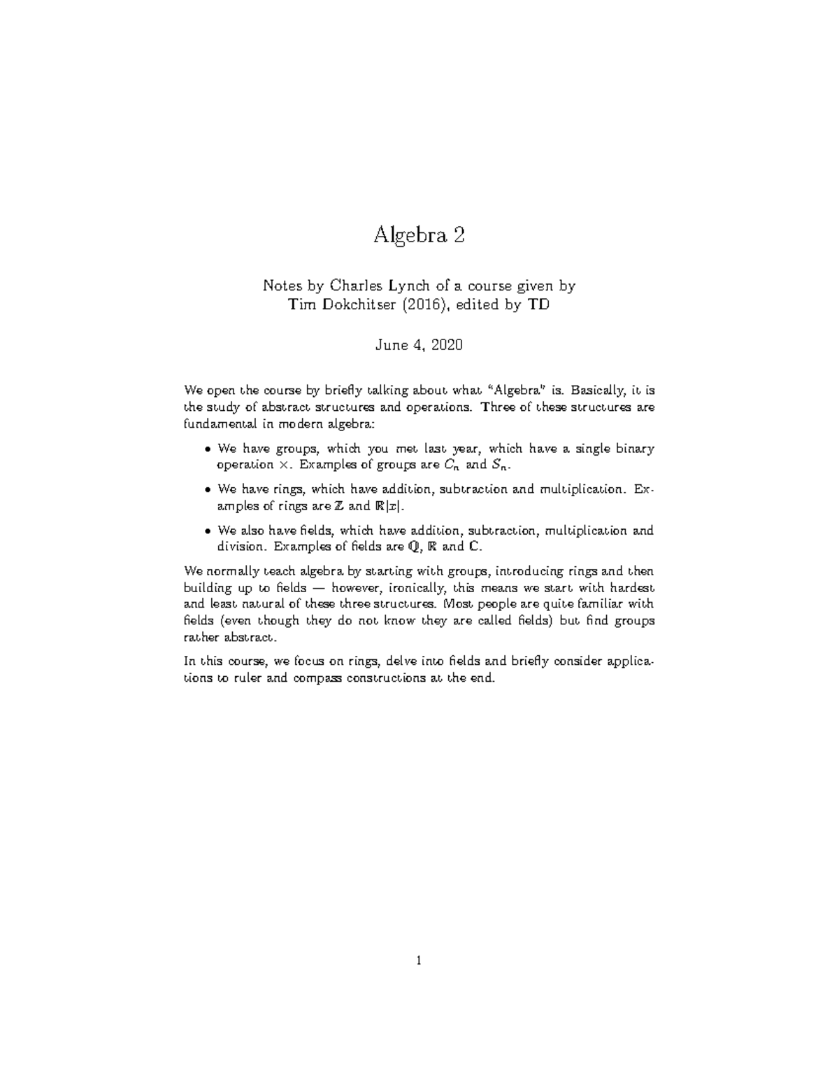 Algebra 2 Notes 2020 - Algebra 2 Notes by Charles Lynch of a course ...