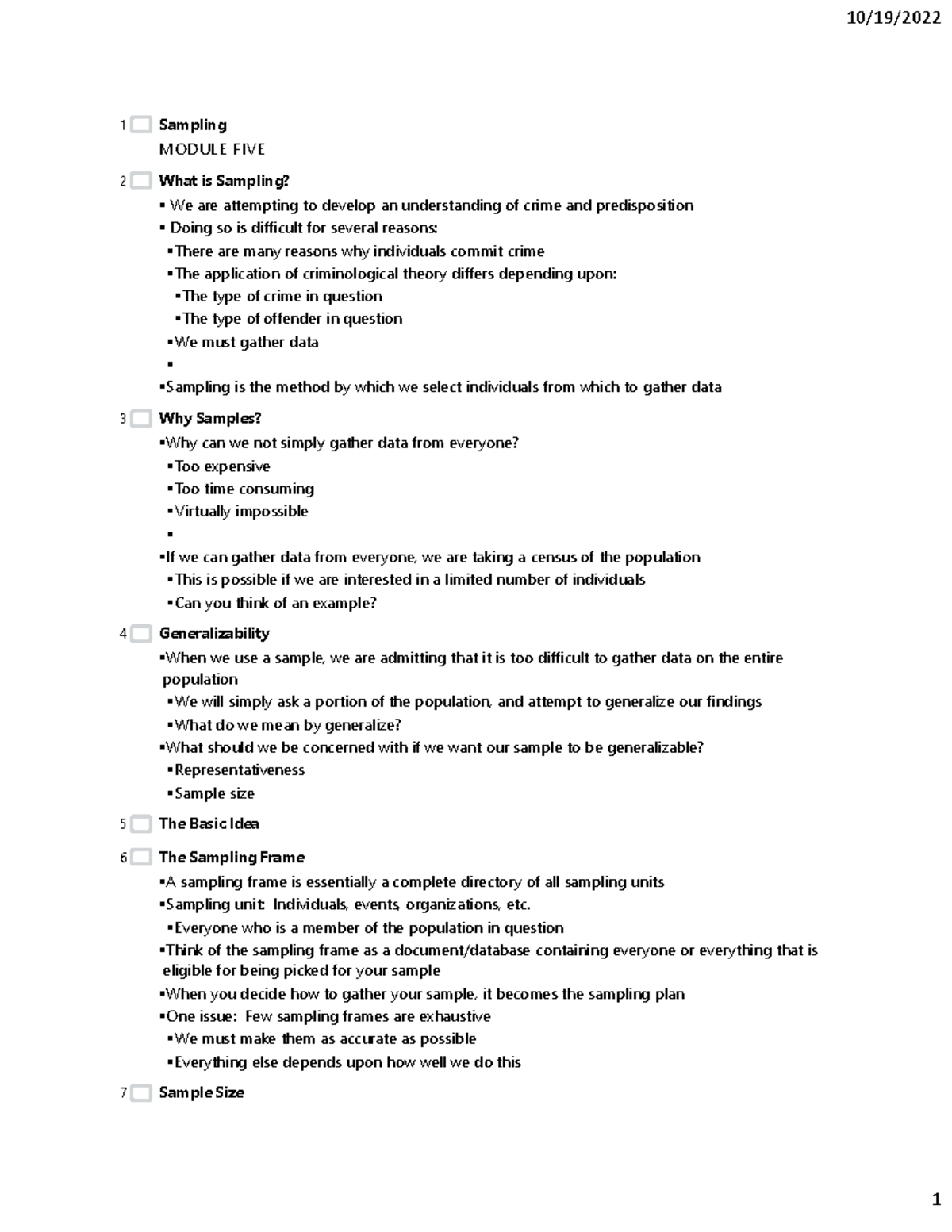 Sampling Mod 5 - Taught by Dr. Dustin Osborne - Sampling MODULE FIVE ...
