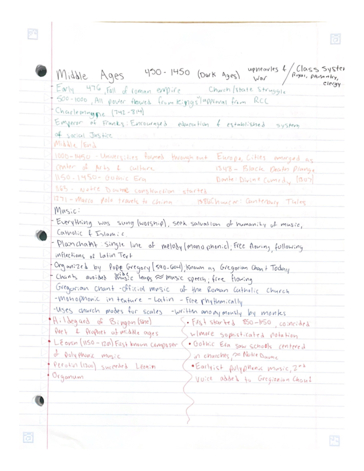 Middle Ages Notes - MUSC 100 - Studocu