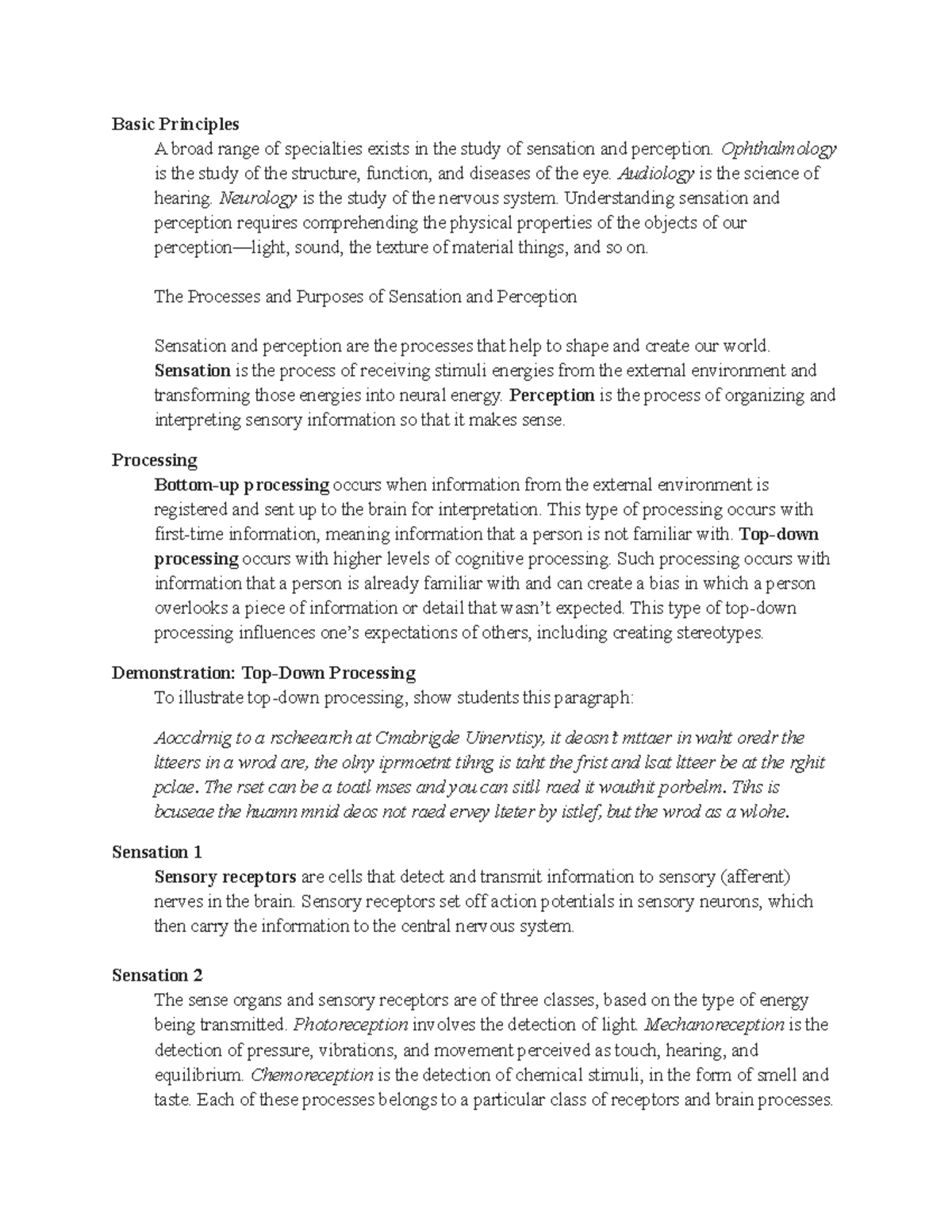 Ch 3 psych notes - Basic Principles A broad range of specialties exists ...