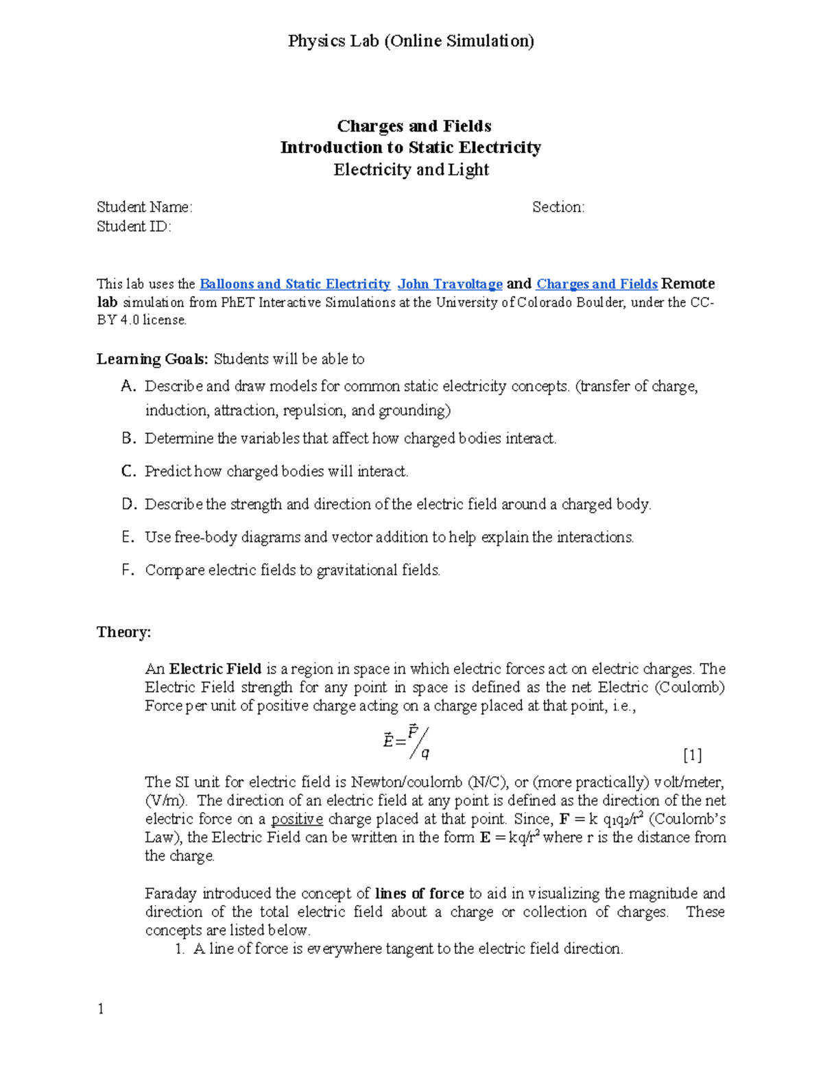 01-Electric Charge Field Online - Charges and Fields Introduction to ...
