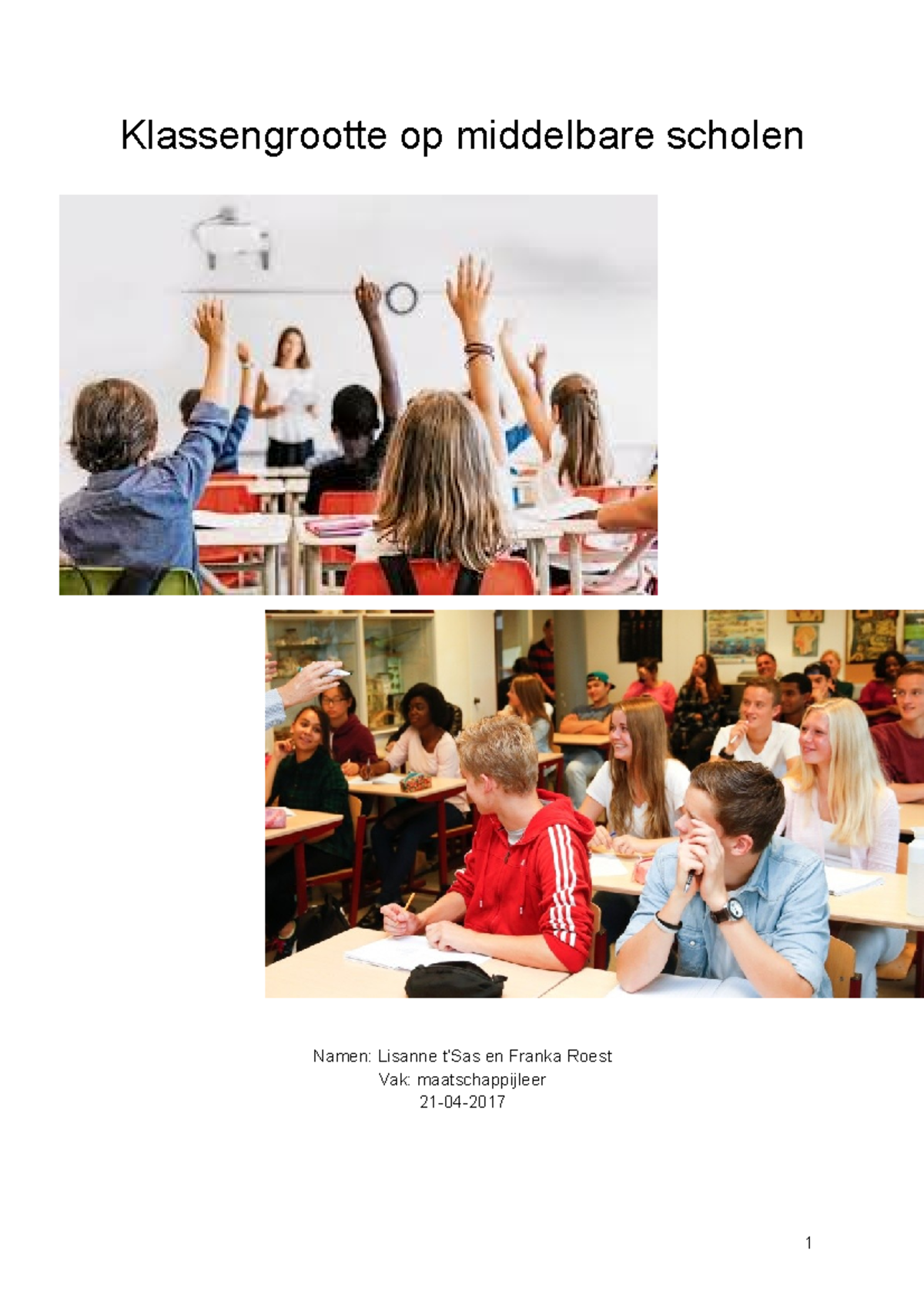 Onderzoek - klassengrootte op middelbare scholen - Klassengrootte op ...