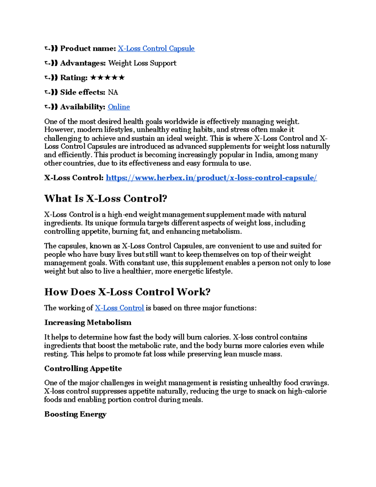 [X-Loss Control] Burn Fat and Boost Energy "Naturally" - ⮑ Product name ...