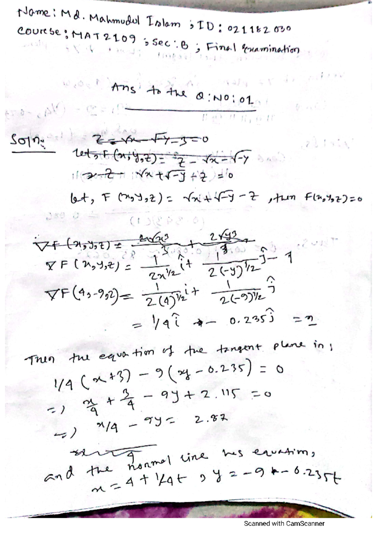 MAT 2019 Final - Calculus & Linear Algebra - Studocu
