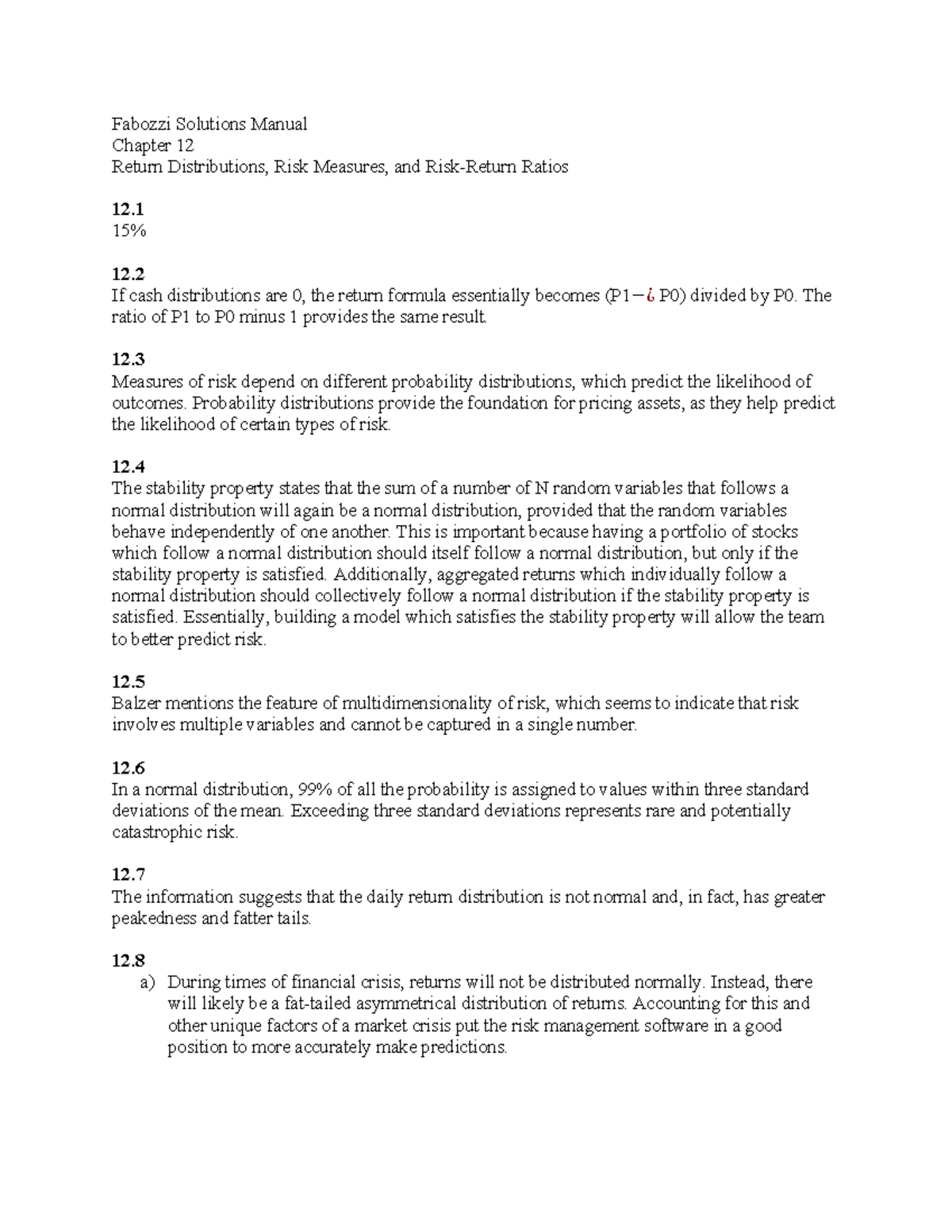 Fabozzi 5e Solutions Manual CH12 - Fabozzi Solutions Manual Chapter 12 ...