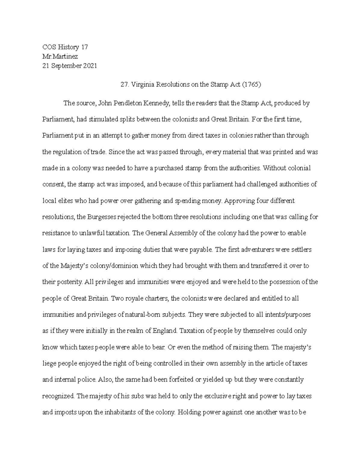 Chapter 5 Source Reading - COS History 17 Mr 21 September 2021 Virginia ...