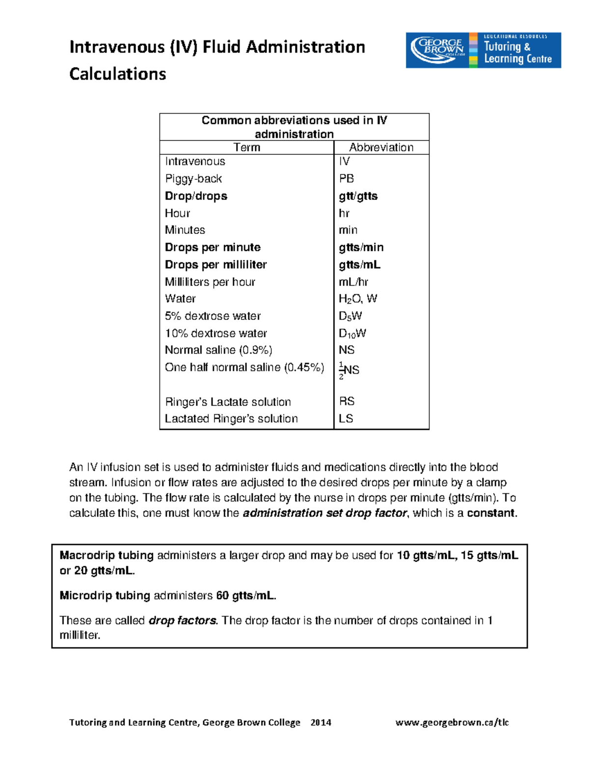 Iv Administration Calculations Intravenous IV Fluid Administration
