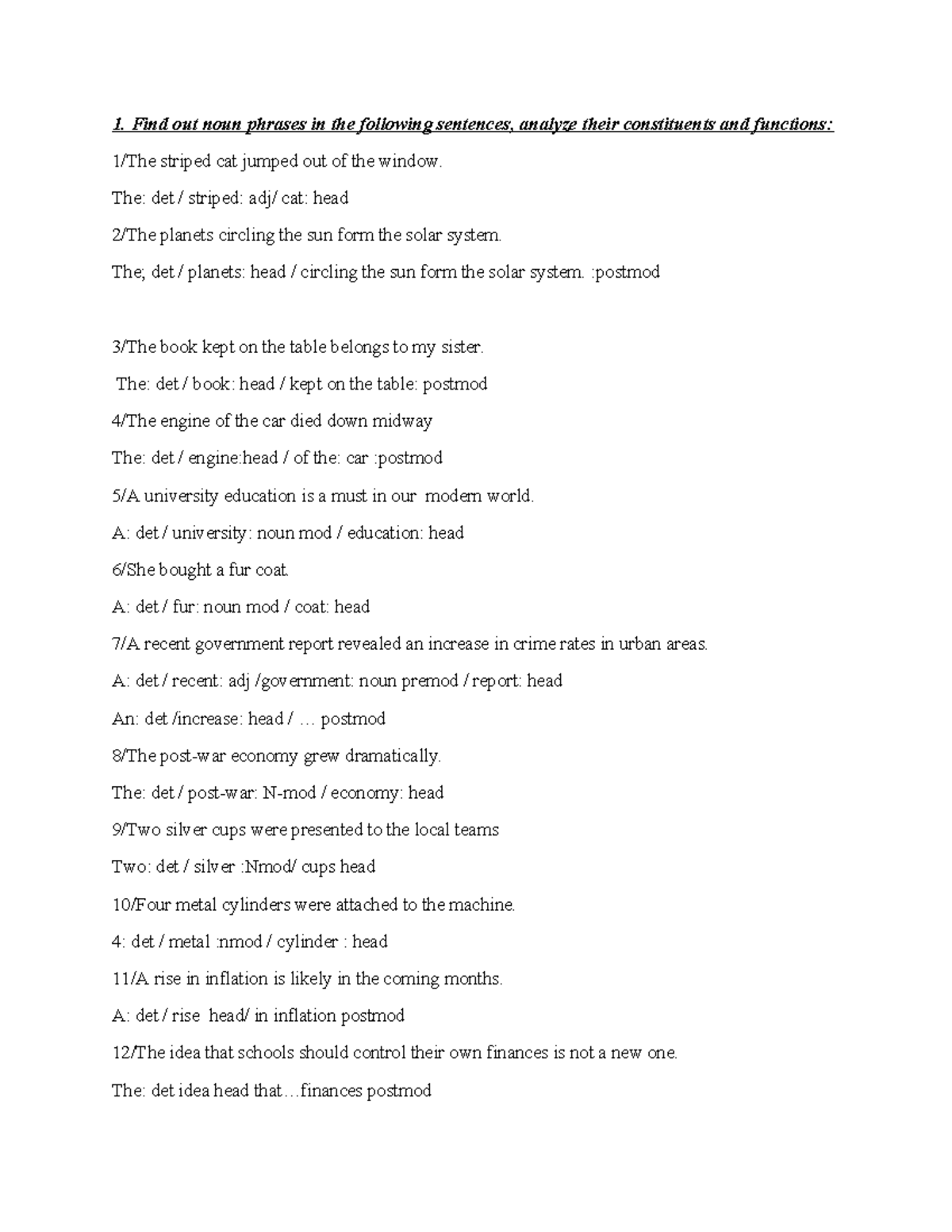 Assignment 5 Nptanc - NPNC tiếng Anh - Find out noun phrases in the ...