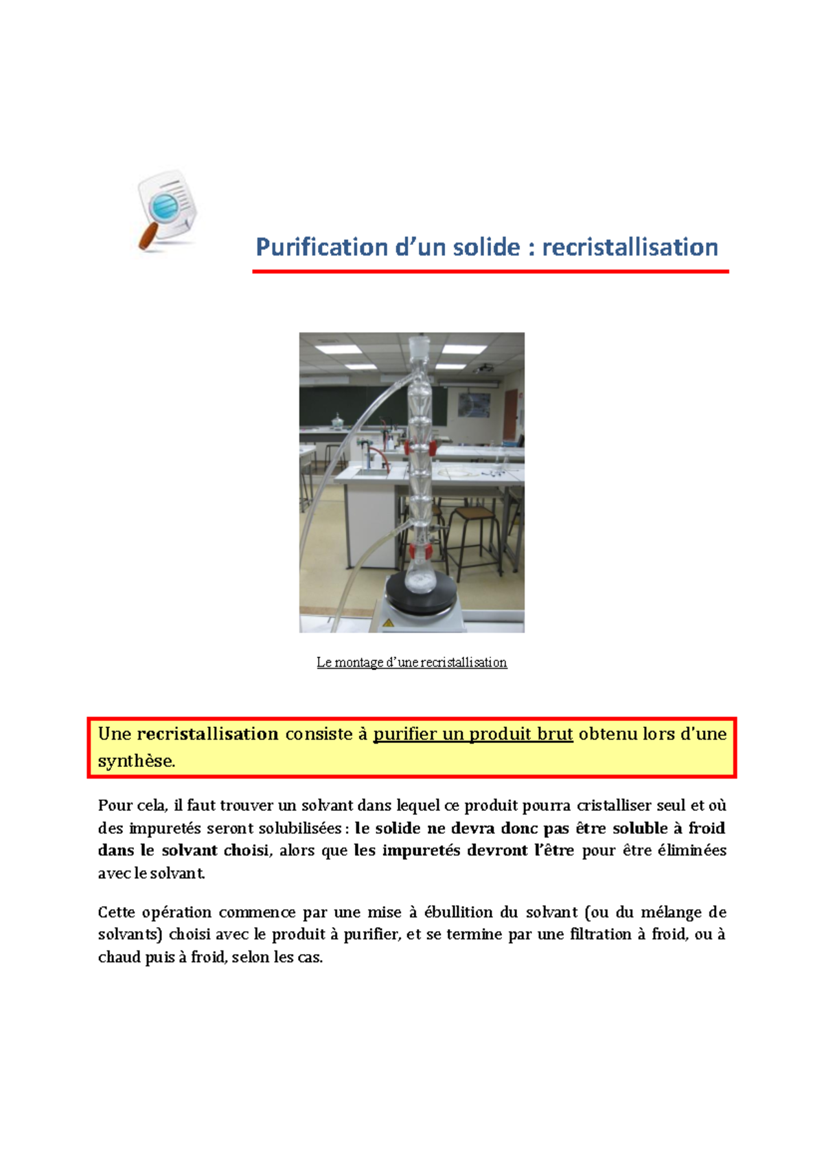 Recristallisation s4 smc - Purification d’un solide : recristallisation ...