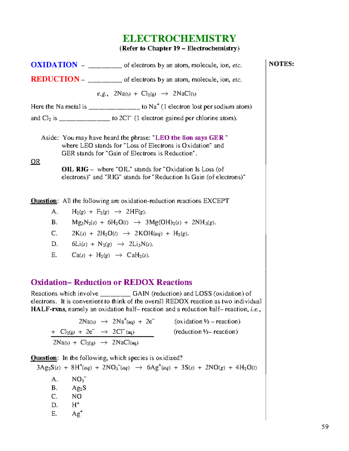 1. Electrochem Part1 - dr. jones lecture notes - ELECTROCHEMISTRY ...