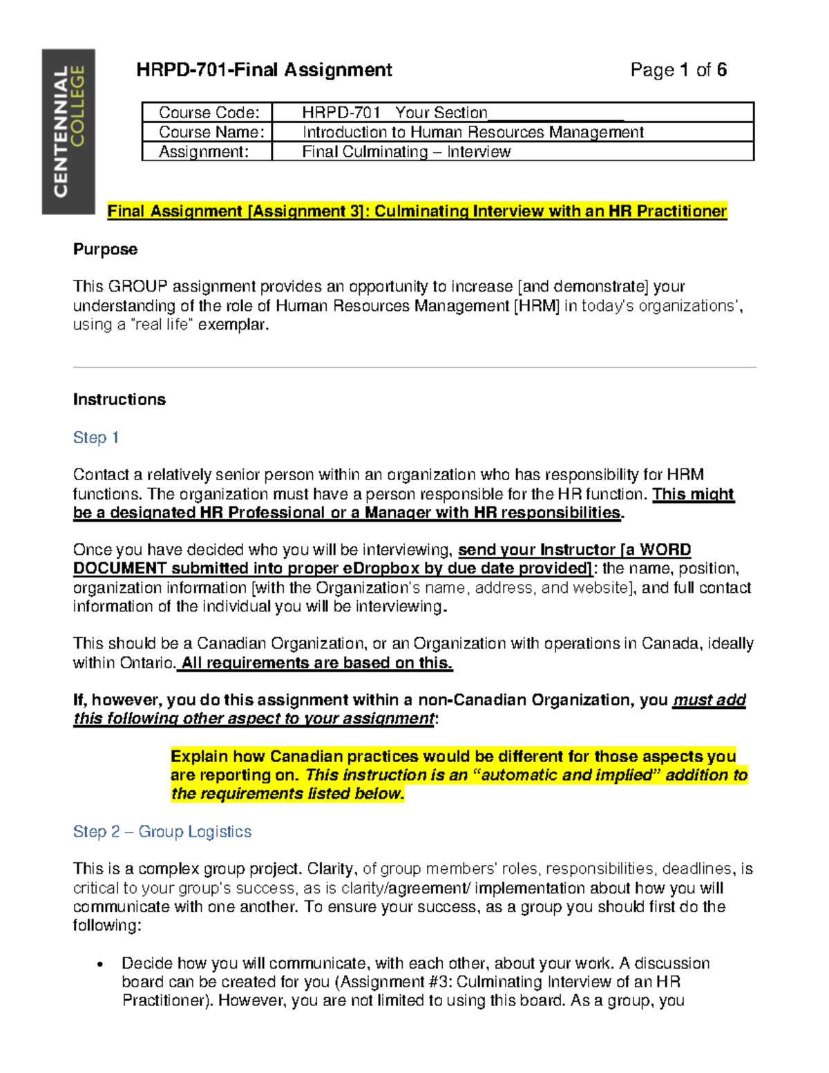 Final Assignment - Culminating Interview with an HR Practitioner ...