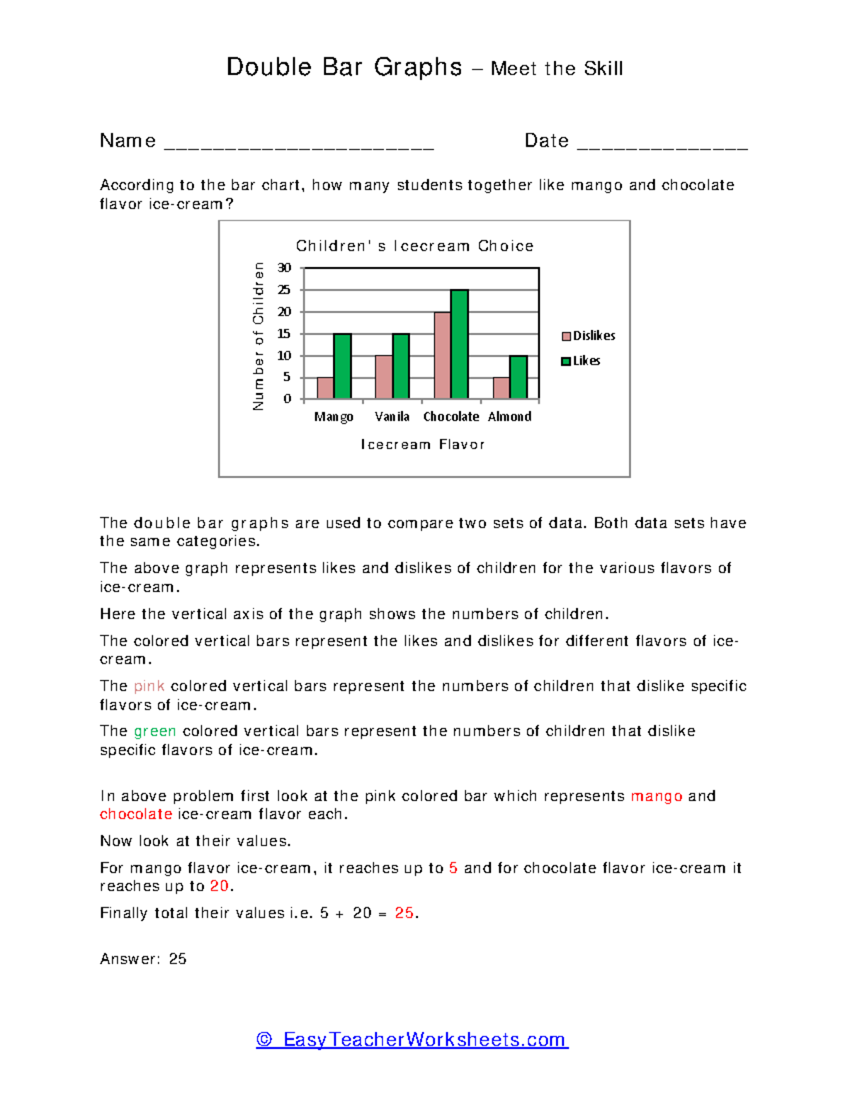 2 - sample lesson. - Double Bar Gr aphs – Meet t he Skill Nam e