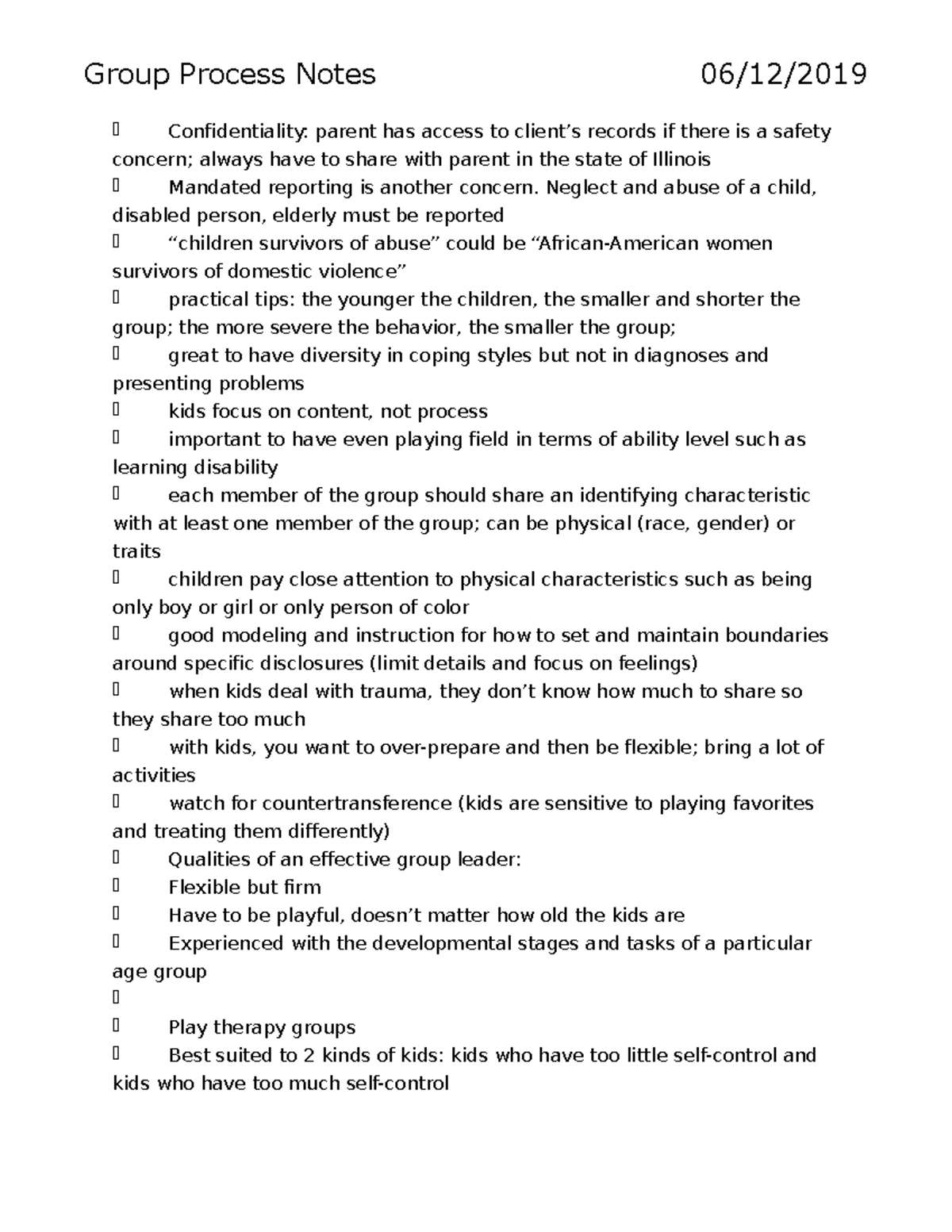 Group Process Notes - Neglect and abuse of a child, disabled person ...