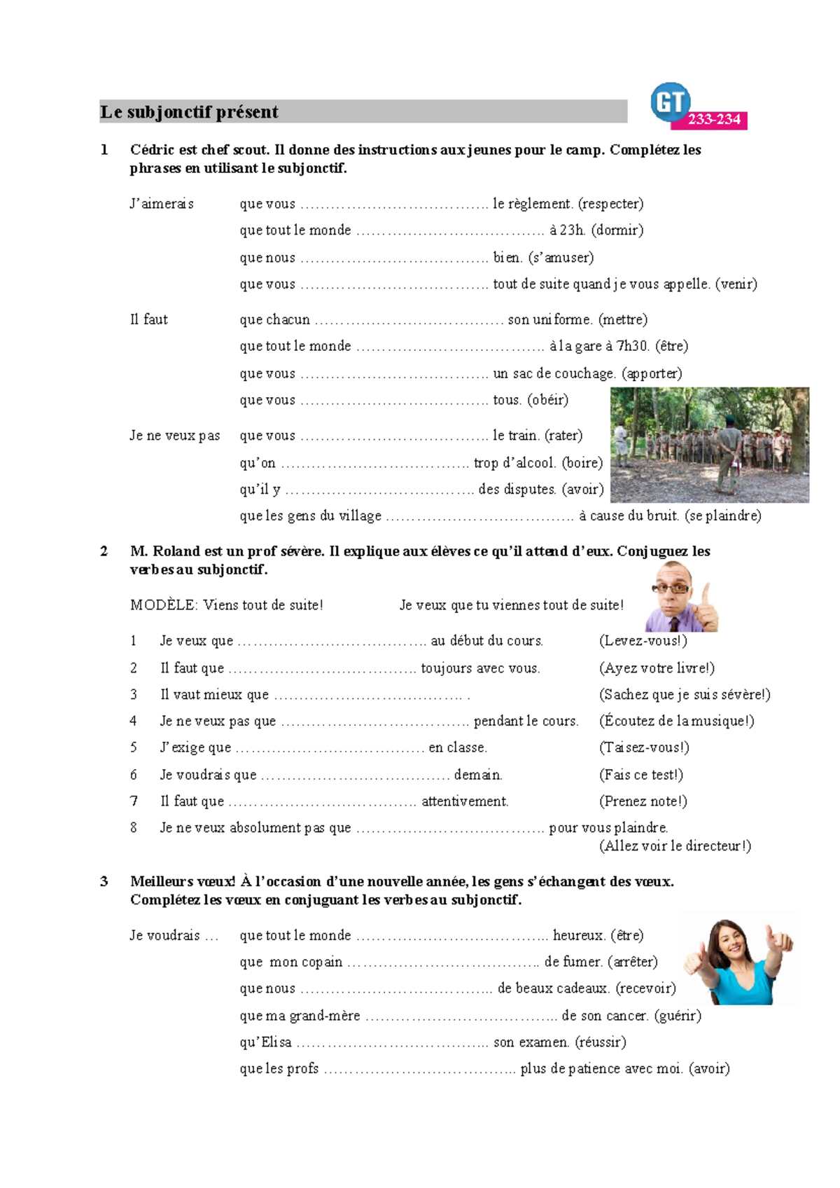 Oefeningen subjonctif lln - Le subjonctif présent 1 Cédric est chef ...