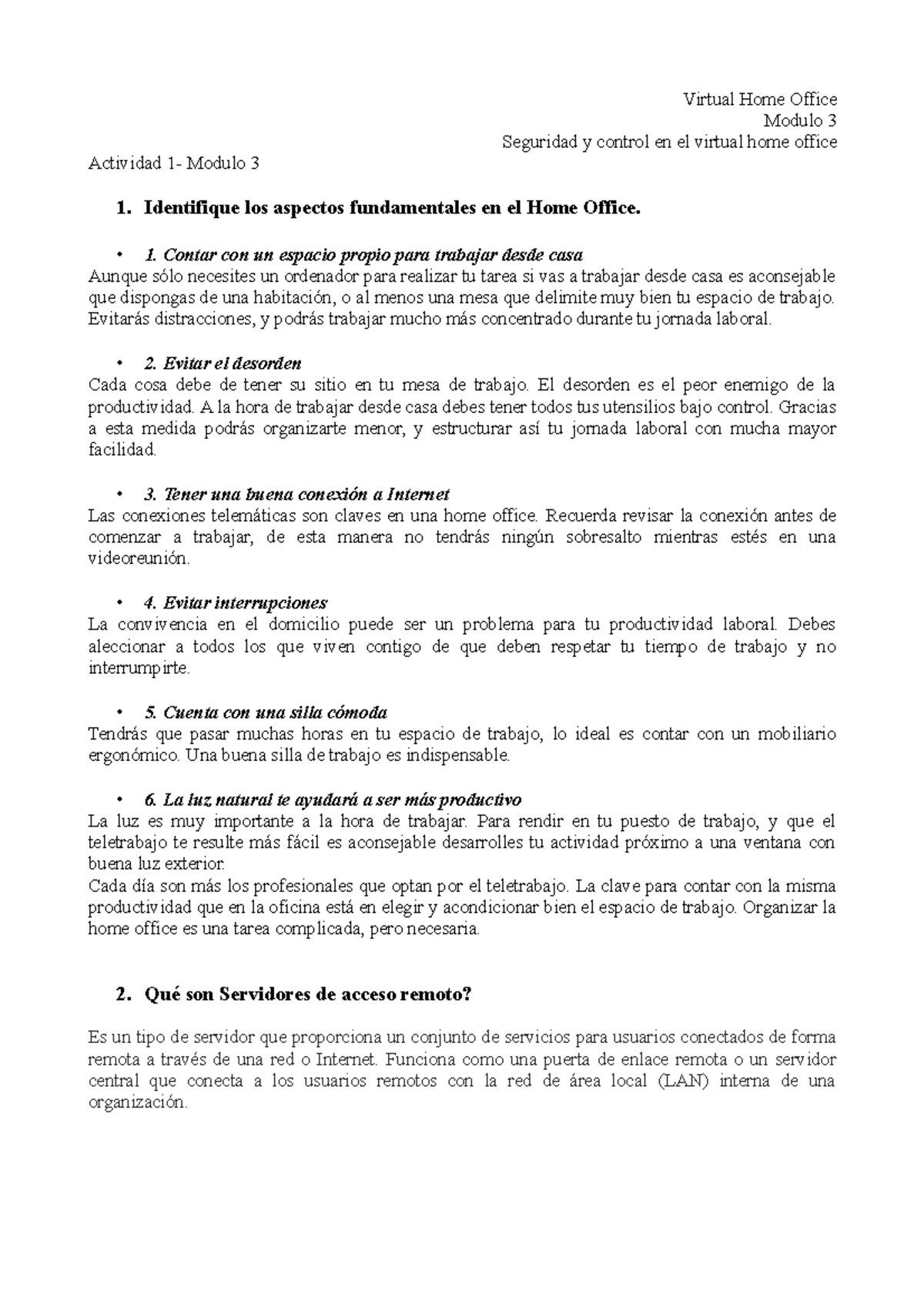 Actividad 1- Modulo 3 Amberkys Castillo pdf - Virtual Home Office Modulo 3 Seguridad y control ...