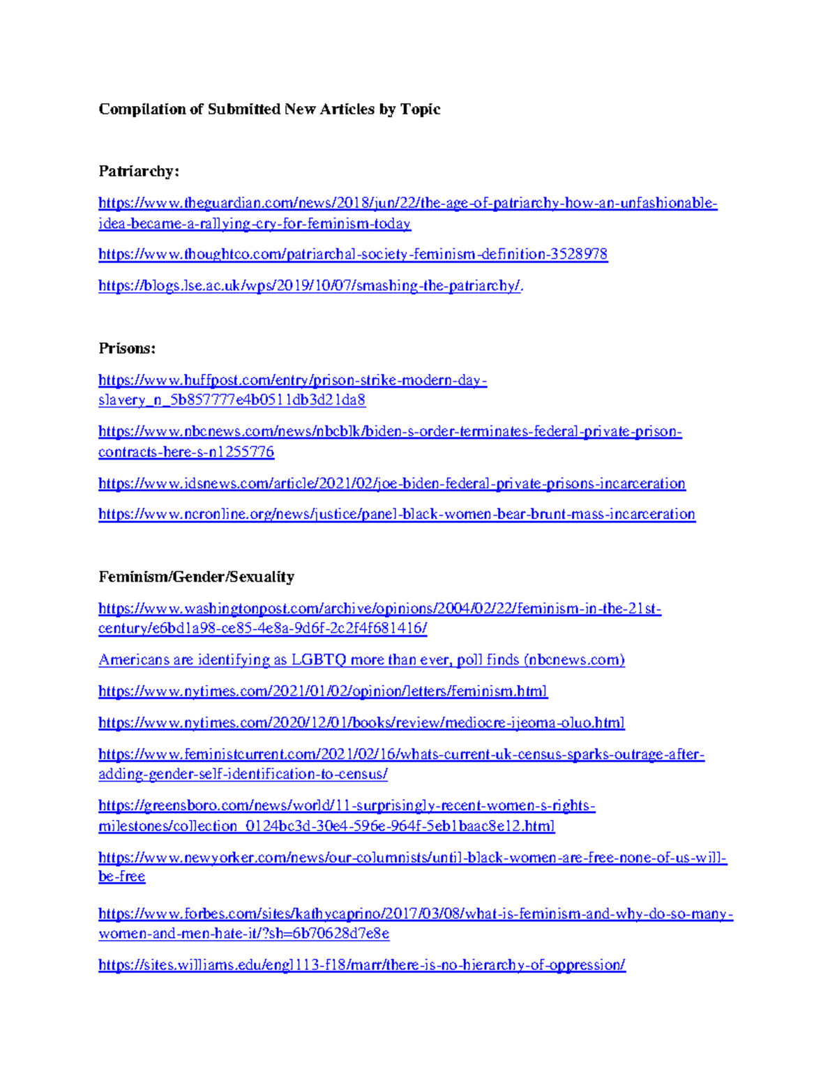 Current Event Article Links - Compilation of Submitted New Articles by ...