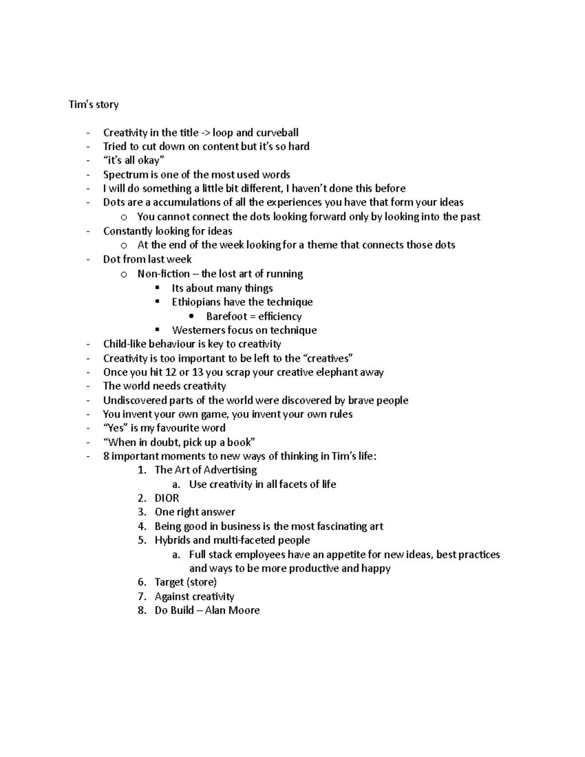 Tim Guest Speaker Notes - Tim’s story Creativity in the title -> loop ...