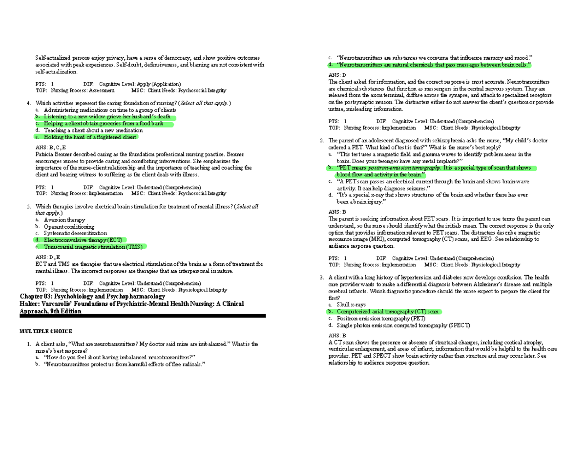 Exm 2 mh - Lecture notes - Self-actualized persons enjoy privacy, have ...