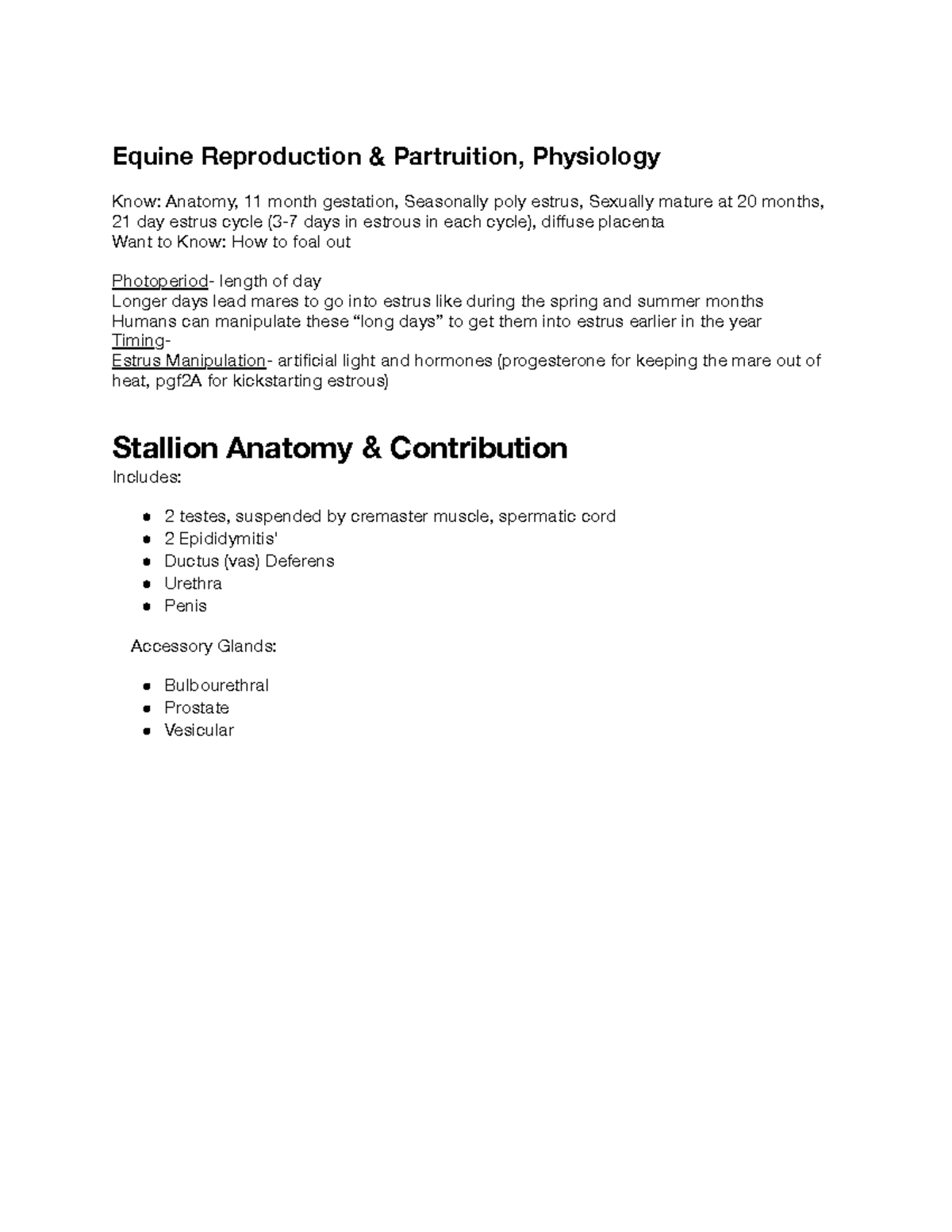 Equine Reproduction, Partruition, and Physiology - Equine Reproduction ...