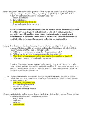 Psychiatric mcqs 20 - practice mcqs - PSYCHIATRY Multiple Choice ...