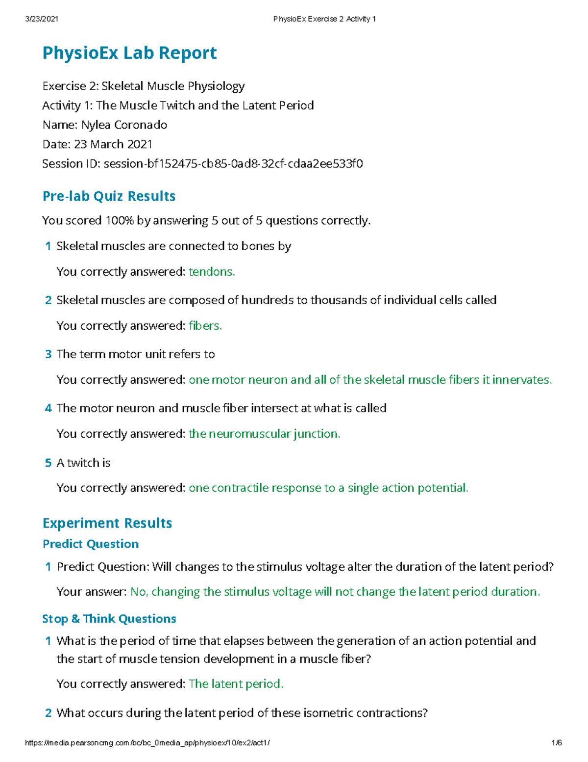 Physio Ex Exercise 2 Activity 1 - PhysioEx Lab Report Exercise 2 ...