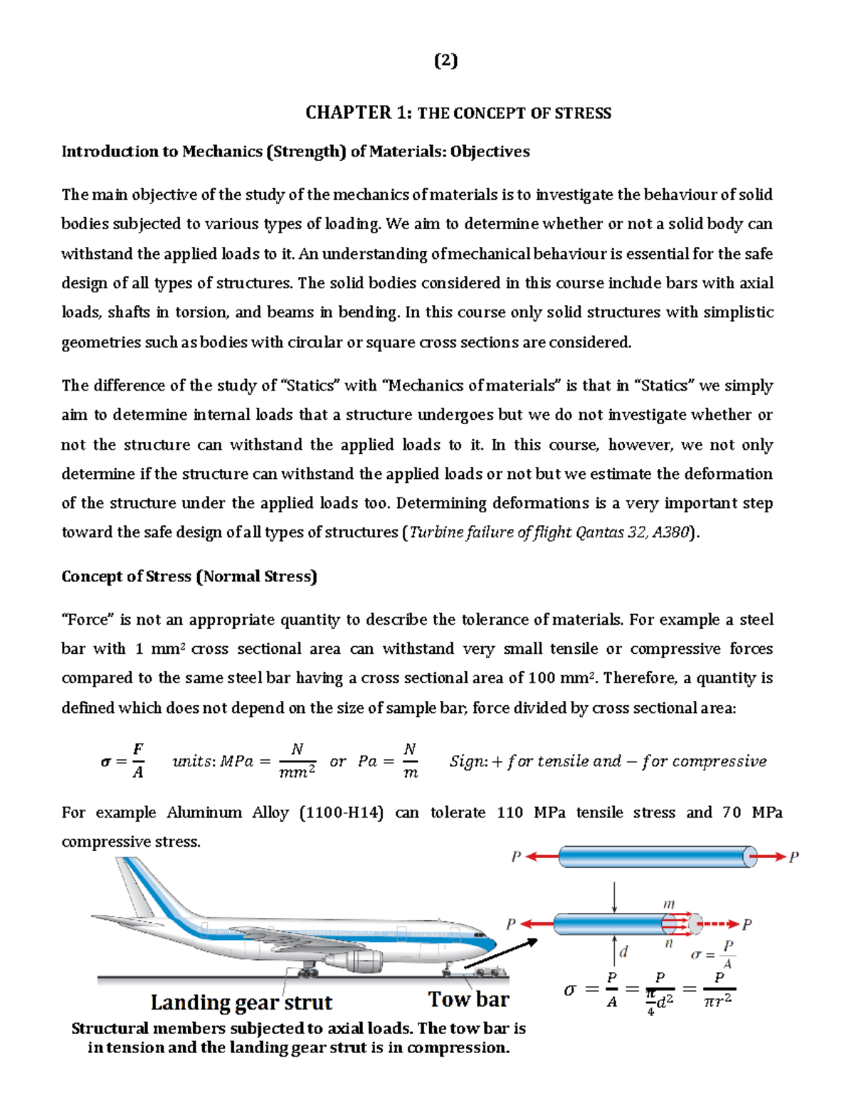 Chapter 1 Notes - CHAPTER 1: THE CONCEPT OF STRESS Introduction to ...