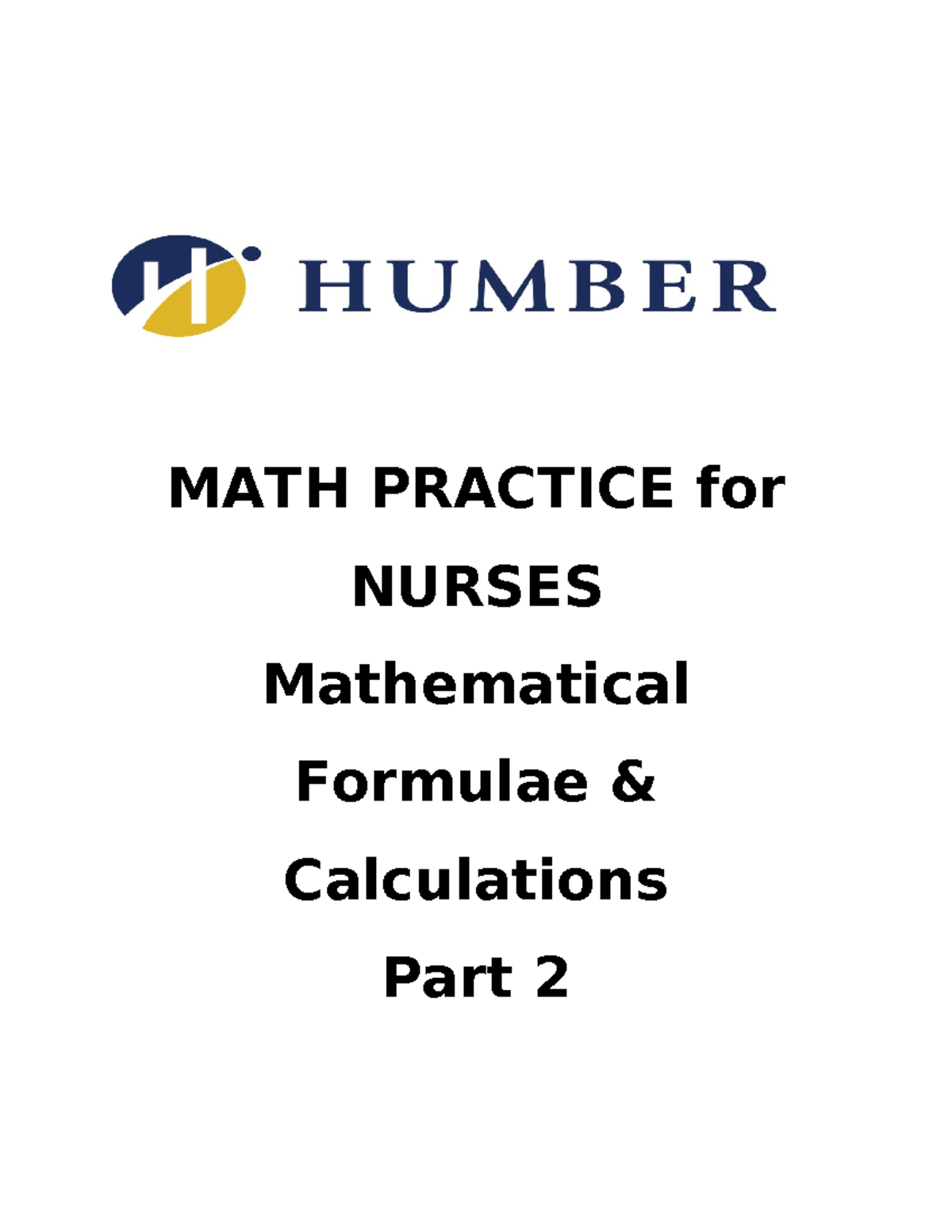 Practice Math Two Student - MATH PRACTICE for NURSES Mathematical ...