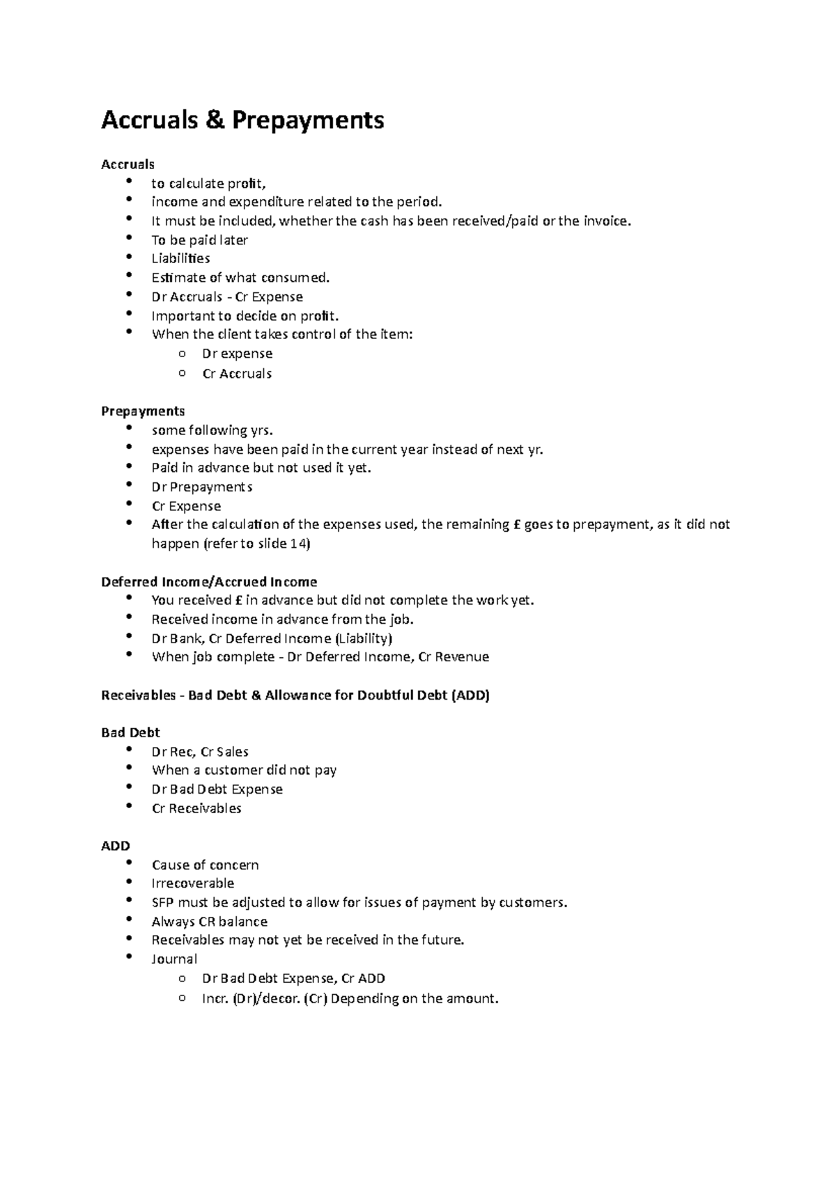 Accruals and Prepayments - Accruals & Prepayments Accruals to calculate ...