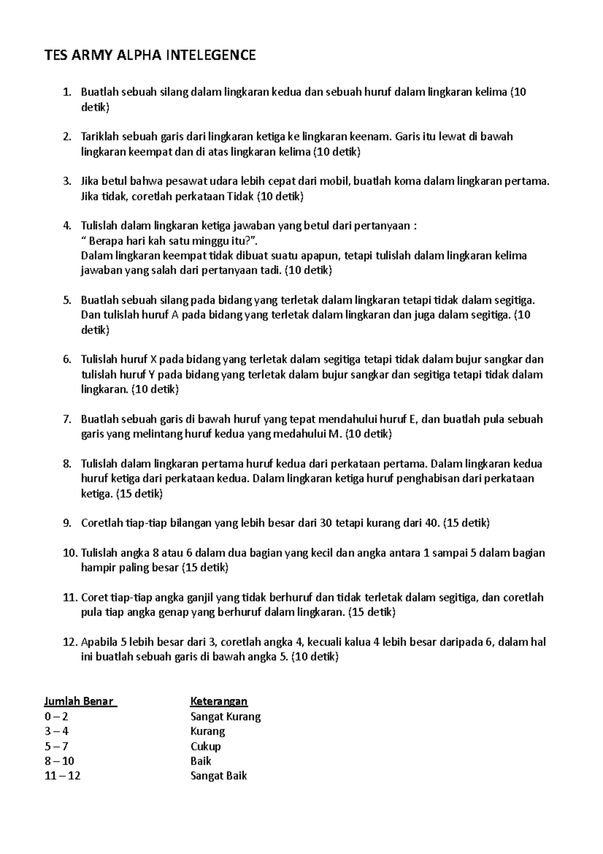 TES ARMY Alpha Intelegency - TES ARMY ALPHA INTELEGENCE Buatlah sebuah ...