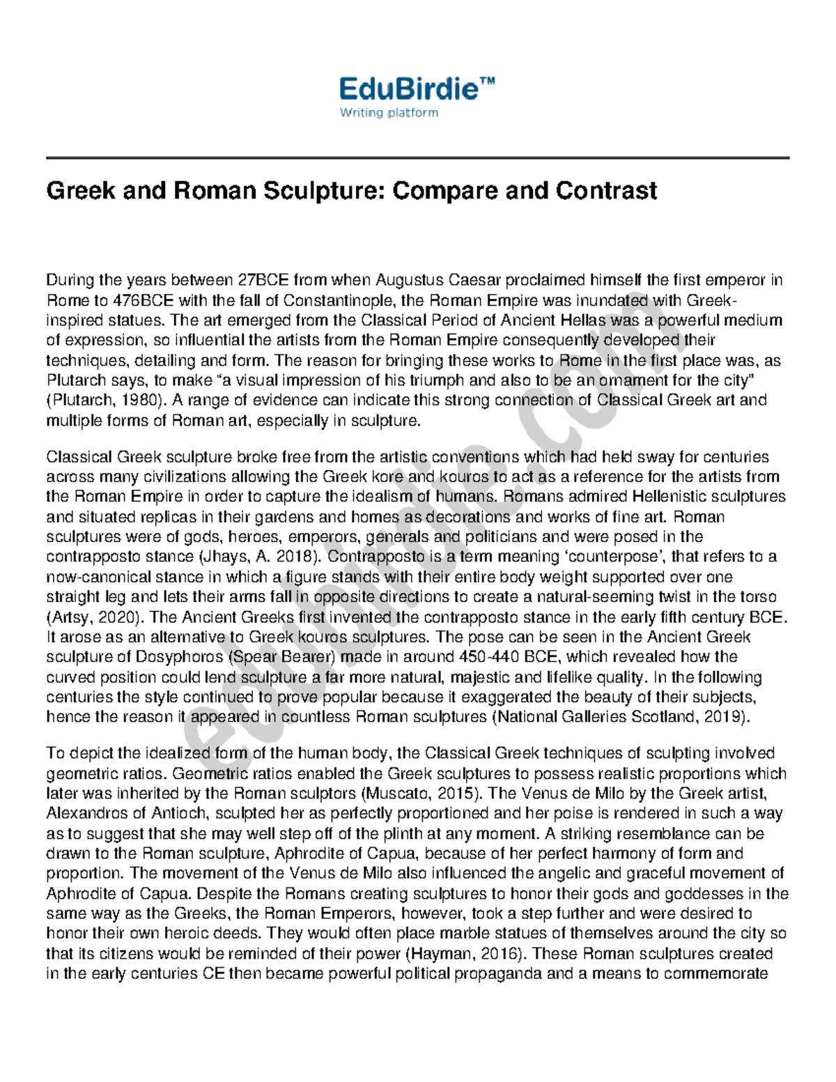 Greek and Roman Sculpture Compare and Contrast - The art emerged from ...