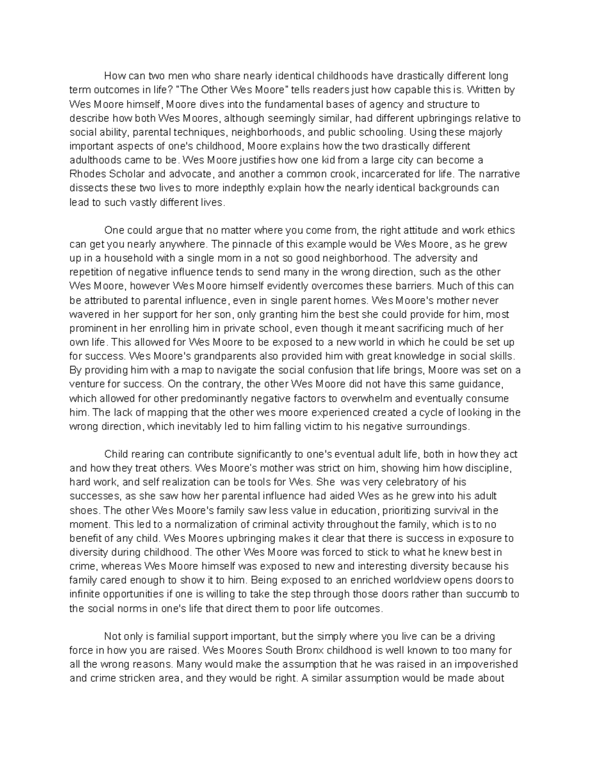 The other Wes Moore - How can two men who share nearly identical ...