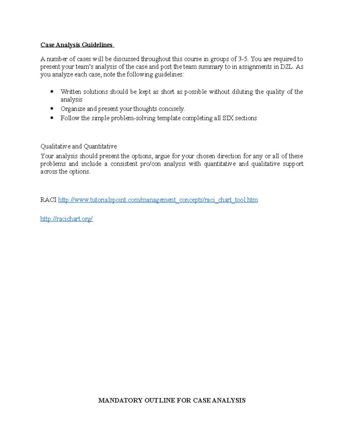 Case Analysis Template 6 Sections - Case Analysis Guidelines A number ...